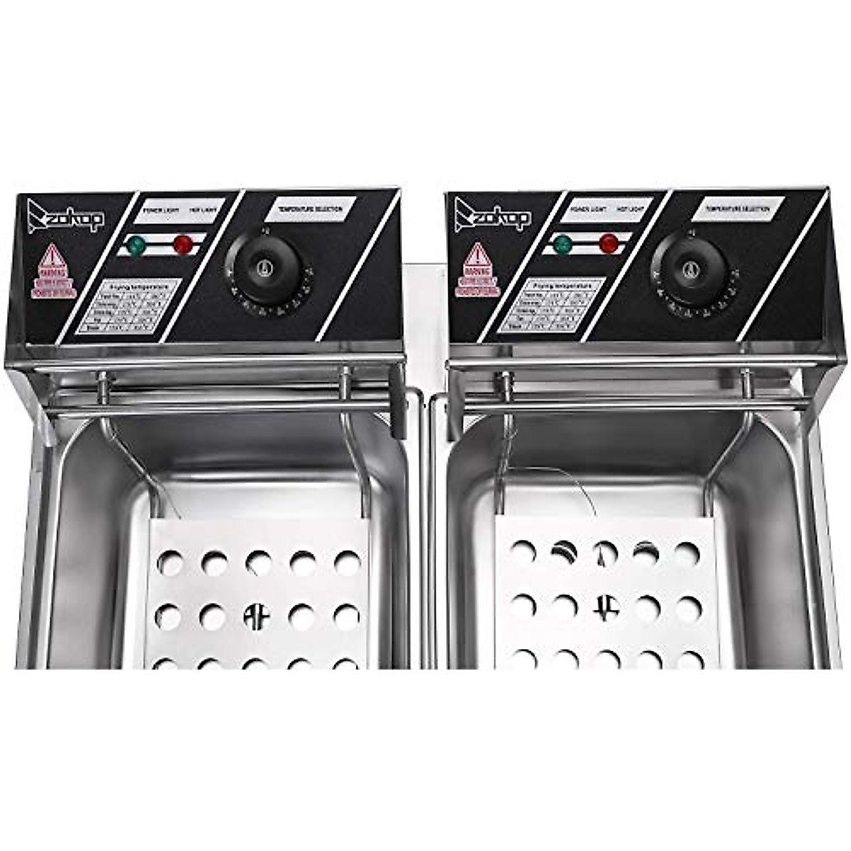 5000W Commercial Deep Fryer, 12L Electric Dual Tank Deep Fryer