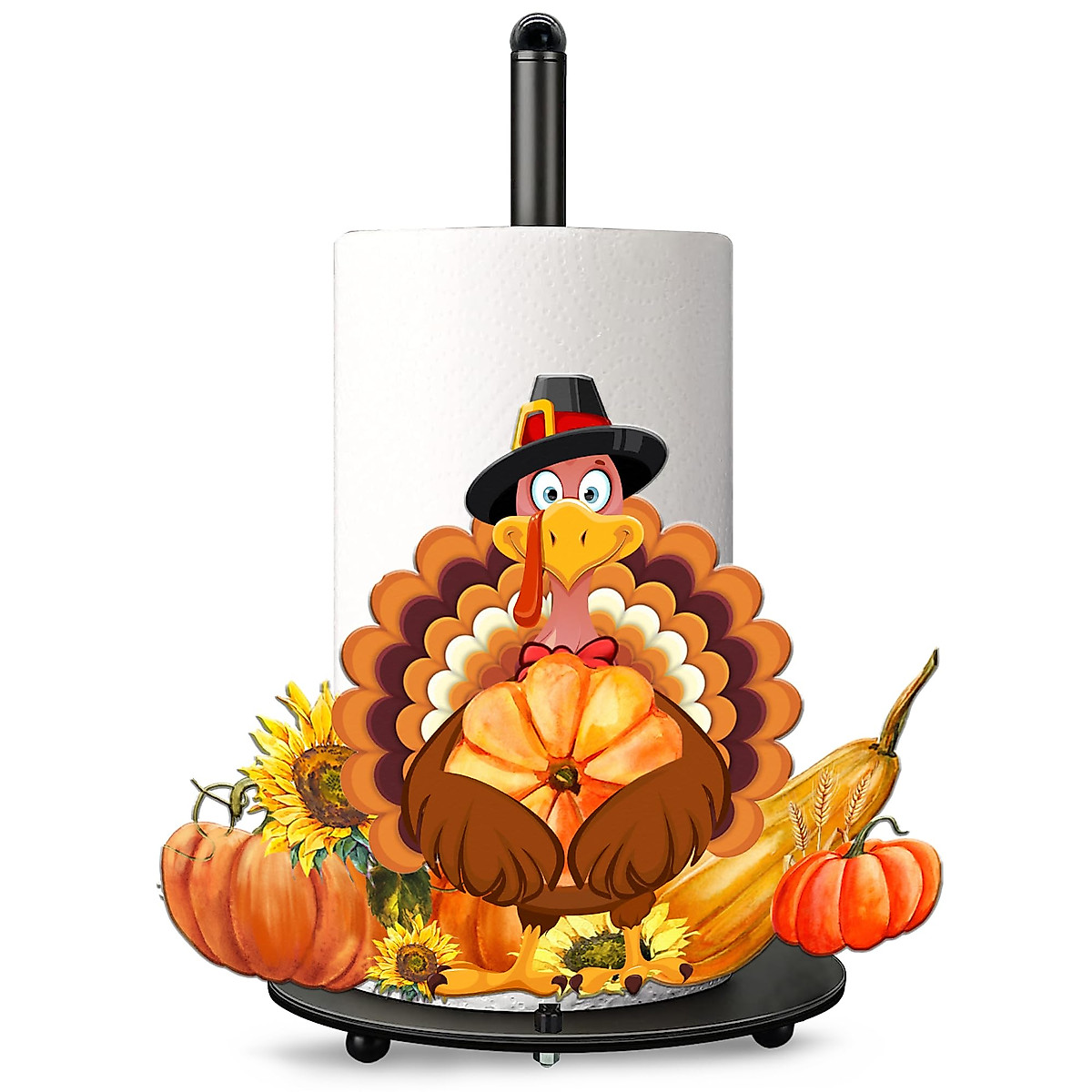 Thanksgiving Paper Towel Holder, Thanksgiving Decor, Thanksgiving Turkey Bathroom Accessories Paper Towel Holder Stand, Metal Thanksgiving Decorations for Kitchen, Large Towel Stand for Countertops