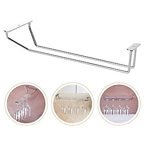 DOITOOL Stainless Shelf Wire Hanging Wine Glass Rack: 2pcs Under Cabinet Wine Glasses Holder Stemware Storage Hanger Organizer for Kitchen Cabinet Bar Metal Clothing Rack