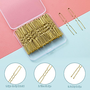 U Shaped Hair Pins,TsMADDTs 100 Pcs Blonde Bun Hair Pins for Women Girls with Box (Golden 2.4 inch)