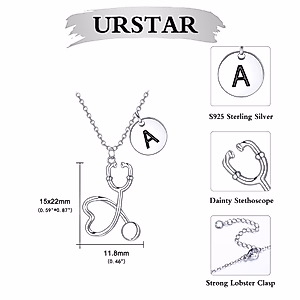 Nurse Gifts for Women, S925 Sterling Silver Initial Letter Stethoscope Necklace Gifts for Nurses Week Gifts Medical Assistant RN Gifts for Nurses Nurse Graduation Gifts for Medical Students Doctor (B)