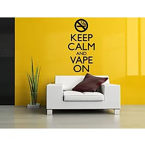 Wall Vinyl Sticker Decal Keep Calm Stop Smoking Start Vaping Quote Phrase Vaporizer Vape Pen Store Shop Smoke E Cigarettes Liquid Coil Indoor Outdoor Sign Logo SA768