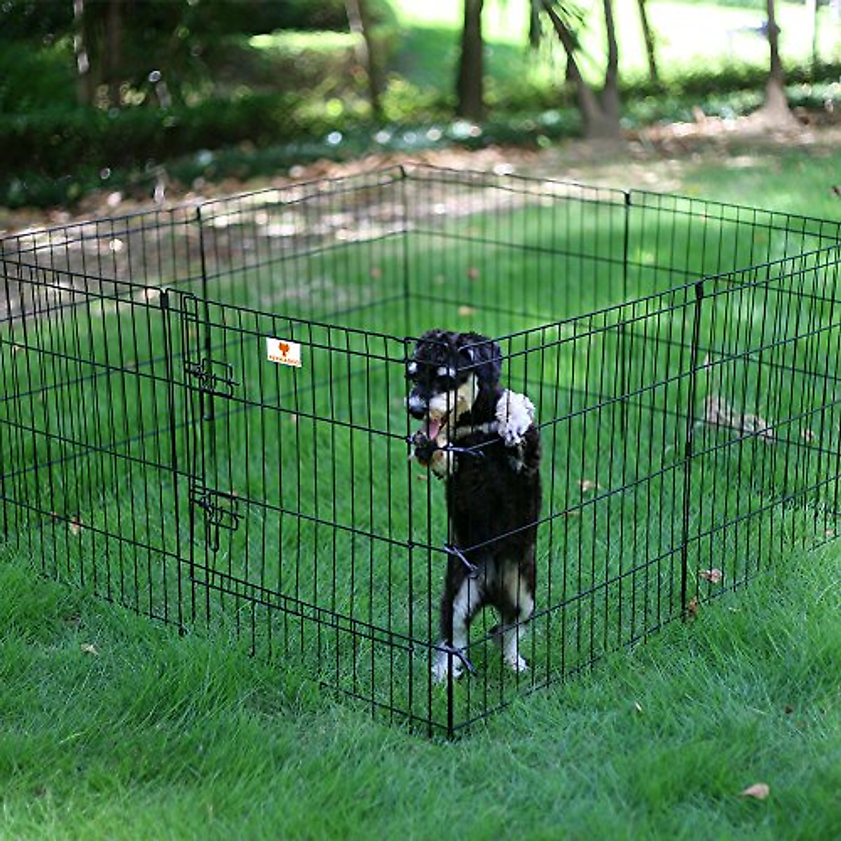 PEEKABOO Dog Pen Pet Playpen Dog Fence Indoor Foldable Metal Wire Exercise Puppy Play Yard Pet Enclosure Outdoor 8 Panels 24 Inch (Only Black playpen)