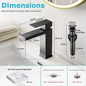 TRE Home Bathroom Faucets, Bathroom Sink Faucet, Black Bathroom Faucet, Matte Black Bathroom Faucet, Faucets for Bathroom Sinks, Black Faucet, Vanity Faucet, Faucets for Bathroom Sinks 1 Hole Install