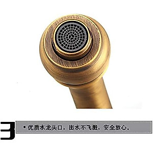 TOPSANTY Kitchen & Bath Fixtures Taps Faucet,Full Copper Carved Rotating Faucet Retro EuropUPC Style Basin Faucet, C,C