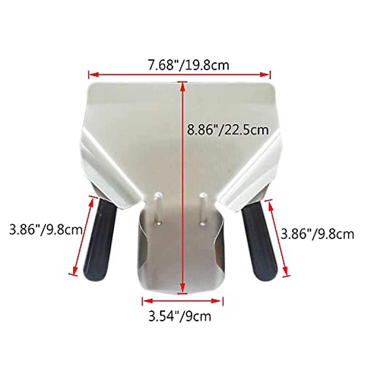 LoveDeal Commercial Stainless Steel French Fry Scoop, Chip Popcorn Bagger, Ice Candy Snacks Desserts Scooper, Removable Dual Handle （Right&Left)