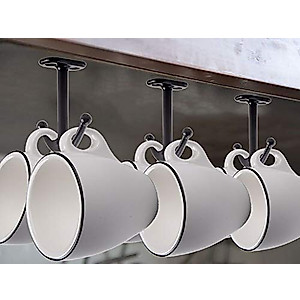 DEEKOUDT Ball Two Prong Ceiling Hook for Closet Top Bathroom Kitchen Cabinet Garage Pack of 8 (Ball Black)