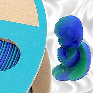 TECSONAR Matte Dual Color PLA Filament Coextrusion Filament Multicolor 3D Printer Filament 1kg Dichromatic Filament 1.75mm (± 0.03 mm) Compatible w/Most of 3D Printer, Matte Royal Blue Aqua Green