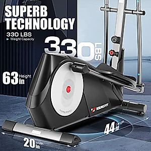 YOUNGFIT Elliptical Machine, 95% Pre-Installed Cross Trainer with Hyper-Quiet Magnetic Driving System, 22 Resistance Levels Home Gym Eliptical Exercise Machine Workout Equipment (Black)