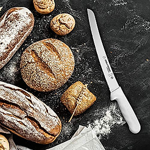 Sani-Safe S147-10SC-PCP 10" White Scalloped Bread Knife with Polypropylene Handle, Multicolor