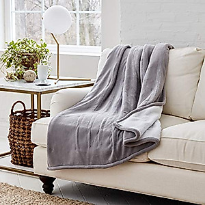 Eddie Bauer | Smart Heated Electric Throw Blanket - Reversible Sherpa - Hands Free Control - Wi-Fi Only (2.4GHz) - Compatible with Alexa, Google, iOS, Android - Gray