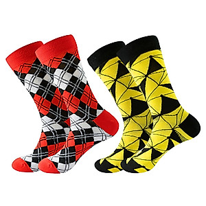 Santimon Dress Funny Novelty Breathable Athletic Cool Colorful Socks Casual Cushioned Crew Calf Socks For Men Yellow-Green 1 Pack