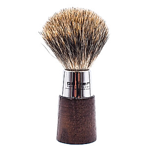 Parker 100% 3-Band Pure Badger Bristle Walnut and Chrome Handle Handmade Shaving Brush - Brush Stand Included