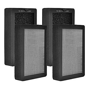 Aryavos LV-H128-RF Air Purifier Replacement Filter Compatible for LEVOIT LV-H128 PUURVSAS (HM669A) ROVACS (RV60), 3-in-1 Pre, H13 True HEPA, 3-Stage Filtration Activated Carbon Filter - 4 Pack