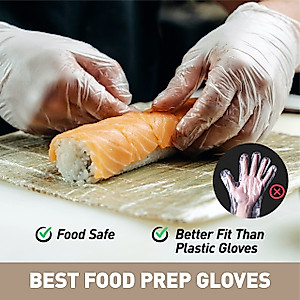 OKIAAS Disposable Gloves M, Food Safe| Latex-Free and Powder-Free Clear Vinyl Gloves for Cooking, Food Prep, Household Cleaning, Exam| Medium,100 Counts/Box
