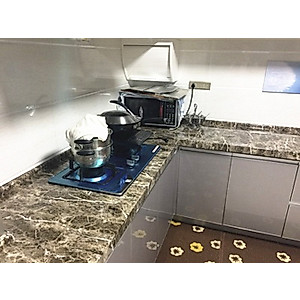 Yija Dark Brown Granite Look Marble Gloss Film Vinyl Counter Top Peel and Stick Wall Decal Self Adhesive 15.6In by79In