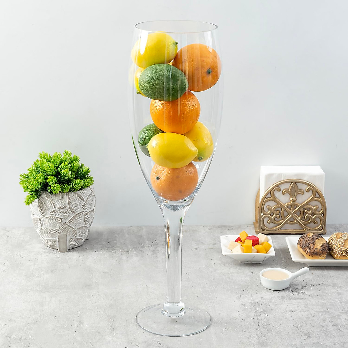 MyGift 20 Inch Oversized Wine Glass Vase, Decorative Novelty Wine Glass Cork Holder Decor