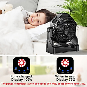 Camping Fan, Portable Camping Fan Rechargeable, Battery Powered Fan Work as Power Bank, Small Ceiling Fan with Lights & 270° Auto Rotation, USB Desk Fan for Camping Outdoor Travel RV Fishing