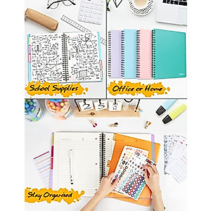 SUNEE 5 Subject Notebook College Ruled - 300 Pages, 8.2"x10.8", Spiral Lined Notebook with 5 Pocket Colored Dividers, 3-Hole Punched Paper, Pink Notebooks for School Supplies, Home & Office, Writing Journal