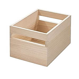 iDesign Renewable Paulownia Wood Collection Storage Bin with Handles, 10" x 7.5" x 6", Natural