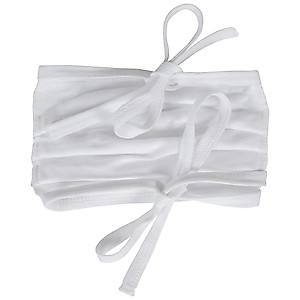 Gildan Adult Reusable 3-Layer Tie-On Cotton Face Mask (48 Pack), White (48 Pack), Adult: 6.5" x 7" (13" straps)