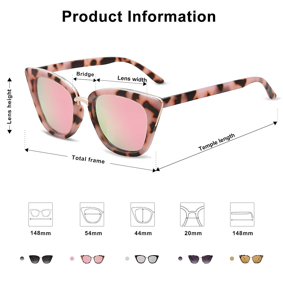 SOJOS Cat Eye Designer Sunglasses Fashion UV400 Protection Glasses SJ2052 with Pink Tortoise Frame/Pink Mirrored Lens