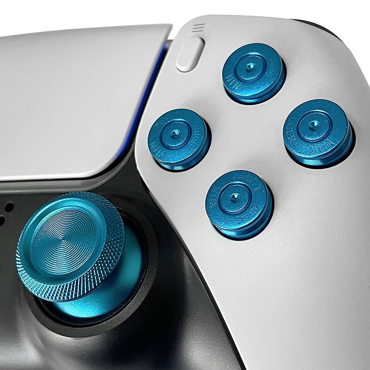 E-MODS GAMING Metal Thumbsticks D-pads ABXY Buttons Repair Kits for PS5 Controller - Replacement Aluminum Action buttons & Analog Joystick & Directional Pads for PlayStation 5 Controller (Blue)