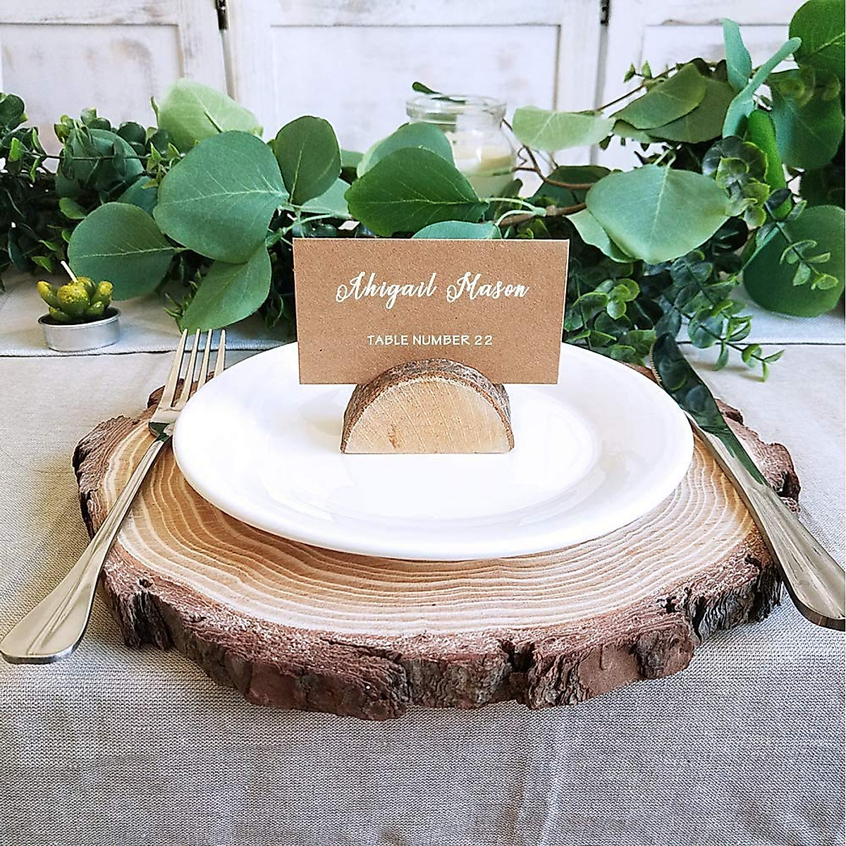 esowemsn 5pcs Rustic Wood Card Holders Table Numbers Holder Stand Wooden Memo Holder Card Photo Picture Note Clip Holders for Wedding Parties