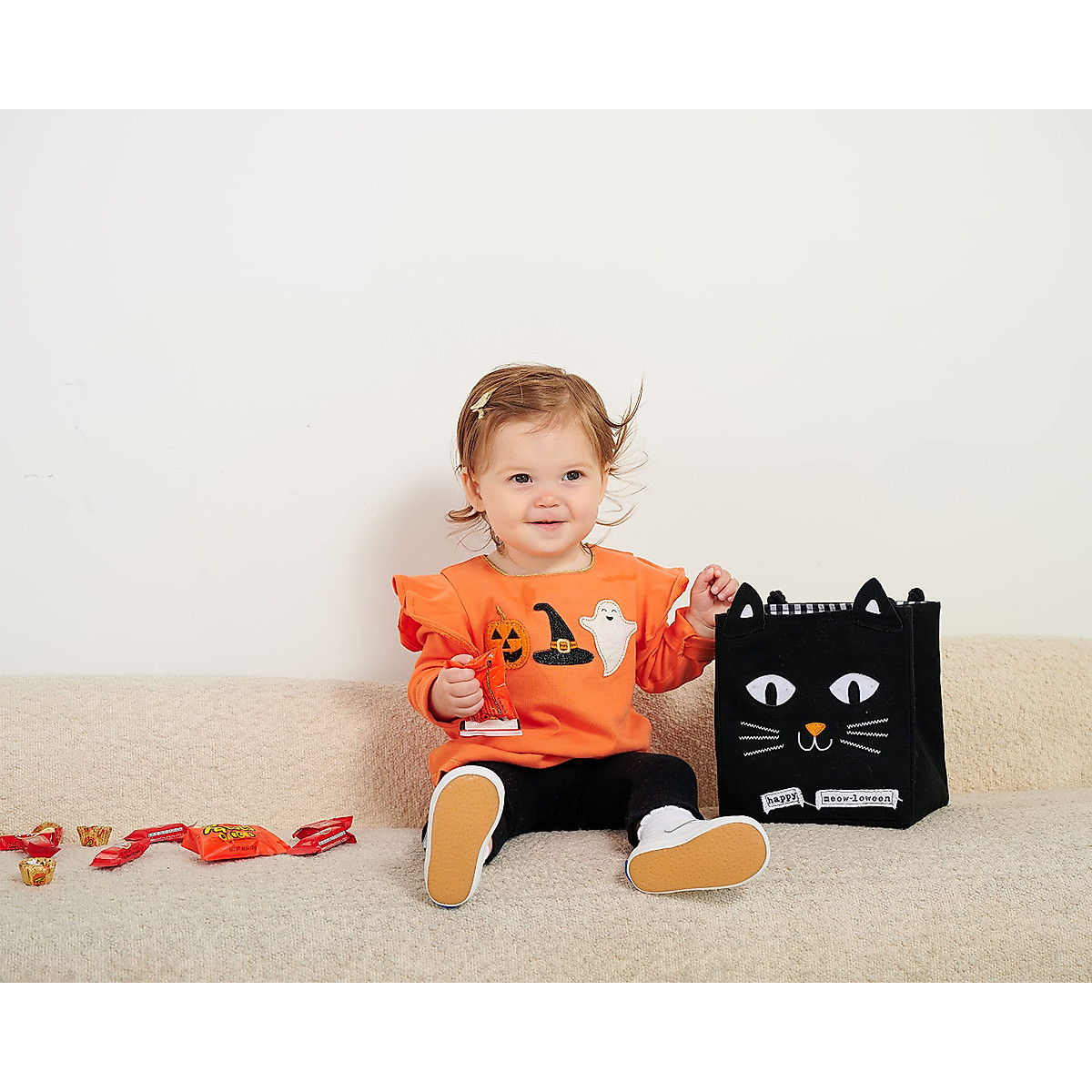 Mud Pie Children's Halloween LED Light Up Treat-or-Treat Candy Bag, Cat