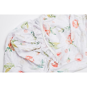 NODNAL CO. 3 Fitted Crib Sheets Set - Peonies & Roses for Baby Girl - 100% OEKO-TEX Cotton Girl Nursery Bedding - Pink Floral Boho Eucalyptus Flowers Set Toddler Mattress 28”x52”x9” Sheet