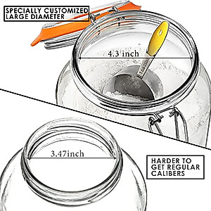 Super Wide-Mouth Glass Jars with Hinged Lids, 1-Gallon (4100 ML) Leak Proof Glass Canning Jars with Airtight Lids and 2 Measurement Marks. Large Capacity, Sturdy For Canning, Overnight Oats, 2-Pack