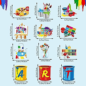 46 Pieces Art Painting Party Decoration, Art Birthday Party Hanging Swirls Ceiling Decor for Kids Girl Boy Painting Birthday Party Graffiti Party Supplies