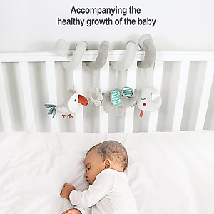 Blublu Park Baby Car Seat Toys, Activity Spiral Plush Hanging Wrap Around Pram Pushchair Stroller Toys, Sensory Early Education Toy for Toddler, Grey Elephant