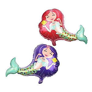 JOINPAYA Aluminum Foil Balloons 2pcs birthday balloon party decoration latex balloon mermaid balloon Baby mini decorate Deflatable Balloons