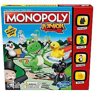 Monopoly Junior Game, Monopoly Board Game for Kids, Family Game for 2-4 Players, Multicolor