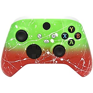 Hand Airbrushed Fade Custom Controller Compatible with Xbox Series X/S & Xbox One (Series X/S Green & Red White Drip)