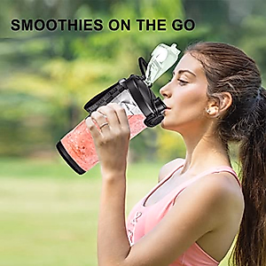 Portable Blender 20 oz Personal Blender for Shakes and Smoothies, BPA Free USB C Rechargeable Blender Cups with 6 Blades and Travel Lid for Ice and Frozen Drinks