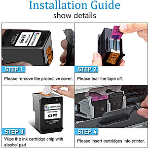 KCMYTONER High Yield Remanufactured 63XL 63 XL 63BXL Black Ink Cartridge Compatible for HP OfficeJet 5255 5258 4650 Envy 4520 4516 Deskjet 2130 Printer, Show Ink Level with The Latest chip - 1 Pack
