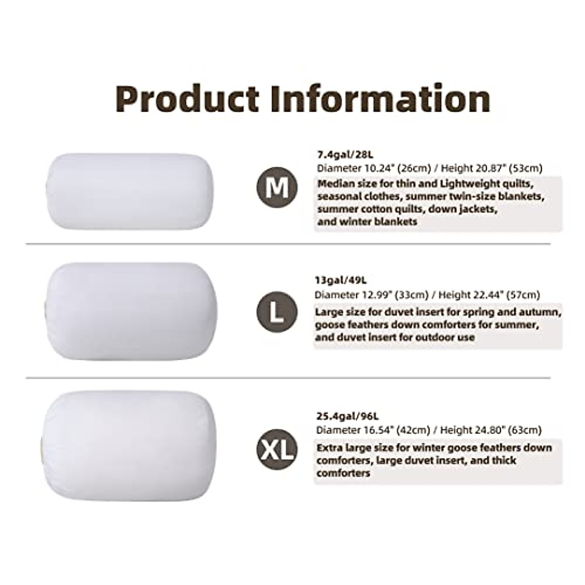 ECOWAN LIVING 26Gal Extra Large Cylindrical Comforter Quilt Blanket Pillow Storage Bag, Closet Organizer Storage Container, Reusable Drawstring Packing Bag, Durable, Moistureproof(White, XL, 2 bag)