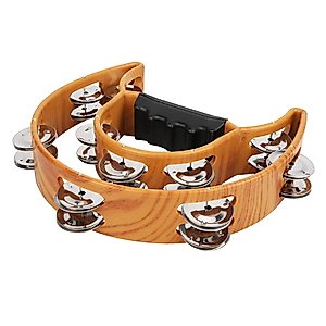 Eujgoov Tambourine Double Row Tambourine Half Moon Tambourine Double Row Metal Bell ABS Handle Compact Handbell with Ergonomic Grip Percussion Instrument