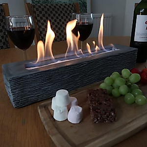 ROUNDFIRE Large Rectangle Tabletop Fire Pit - Portable Bioethanol Fireplace for Indoor & Garden (Textured Finish)