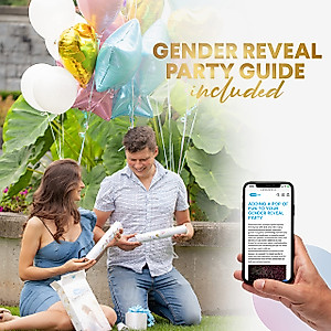 Gender Reveal Confetti Cannon 4 Pack (4 Pink) | Butterfly Confetti Popper and Powder Gender Reveal Smoke Bombs | Baby Gender Reveal Ideas, Party Celebration Firework Boy and Girl Color Sparkler Stick