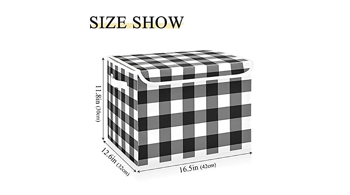 Stylish Black White Plaid Storage Bins - Organize with Ease