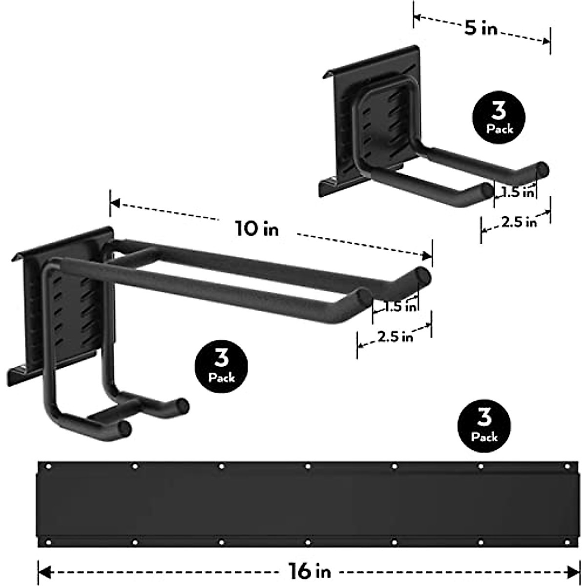 INCLY Garage Tool Storage Rack, Garden Yard Tool Organizer Wall Mount, 48 Inch Heavy Duty Steel Garage Organization System with 3 Racks & 6 Wall Hooks