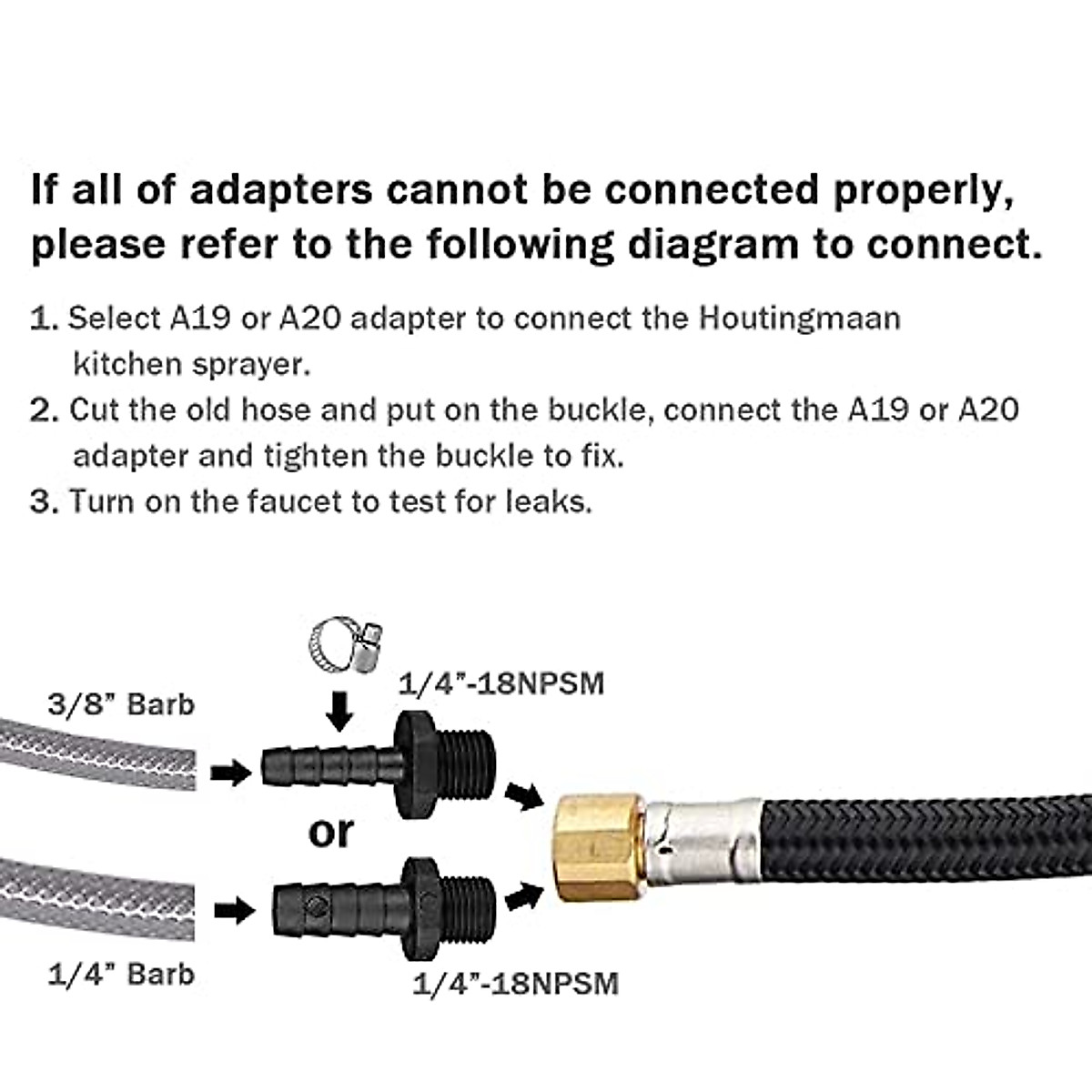 Houtingmaan Kitchen Side Sprayer,Dual Function Kitchen Sink Sprayer with Adjustable Flow Controller,Kitchen Faucet Sprayer Replacement Chrome,Faucet Pull Out Sprayer with Hose,Holder and 17 Adapters 