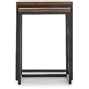 Amazon Brand – Stone & Beam Weston Wood & Metal Nesting Tables, Set of 2, Brown