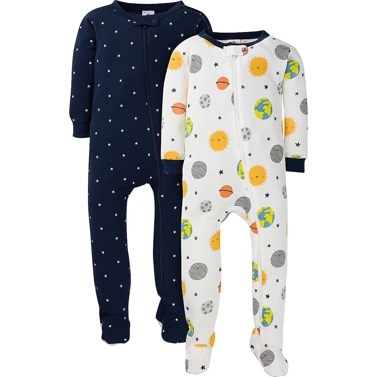 Gerber Baby Boys' 2-Pack Footed Pajamas, Blue Earth, 12 Months