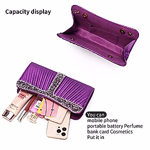 GESU Womens Clutch Purse Rhinestone Evening Bag Wedding Bridal Prom Purse Formal Party Handbag. (Purple)