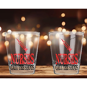 Crazy Bros Tees Nurses Call The Shots - Funny Birthday Idea for Nurses- 1.75 OZ Shot Glass (2)