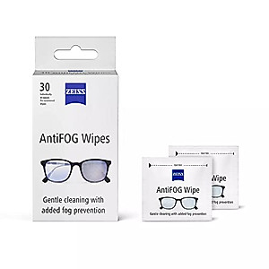 ZEISS Anti-Fog Lens Wipes, Pre-Moistened, Individually Wrapped Defogger Wipes for Coated Lenses, Binoculars, Scopes, Cameras, and Glasses, 30 Count